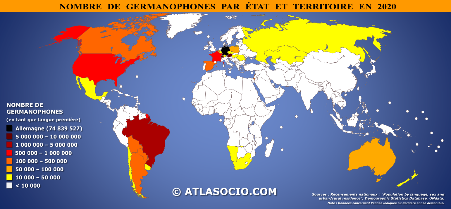 Carte Du Monde Nombre De Germanophones Par tat Atlasocio Carte Du Monde Nombre De Germanophones Par tat Atlasocio